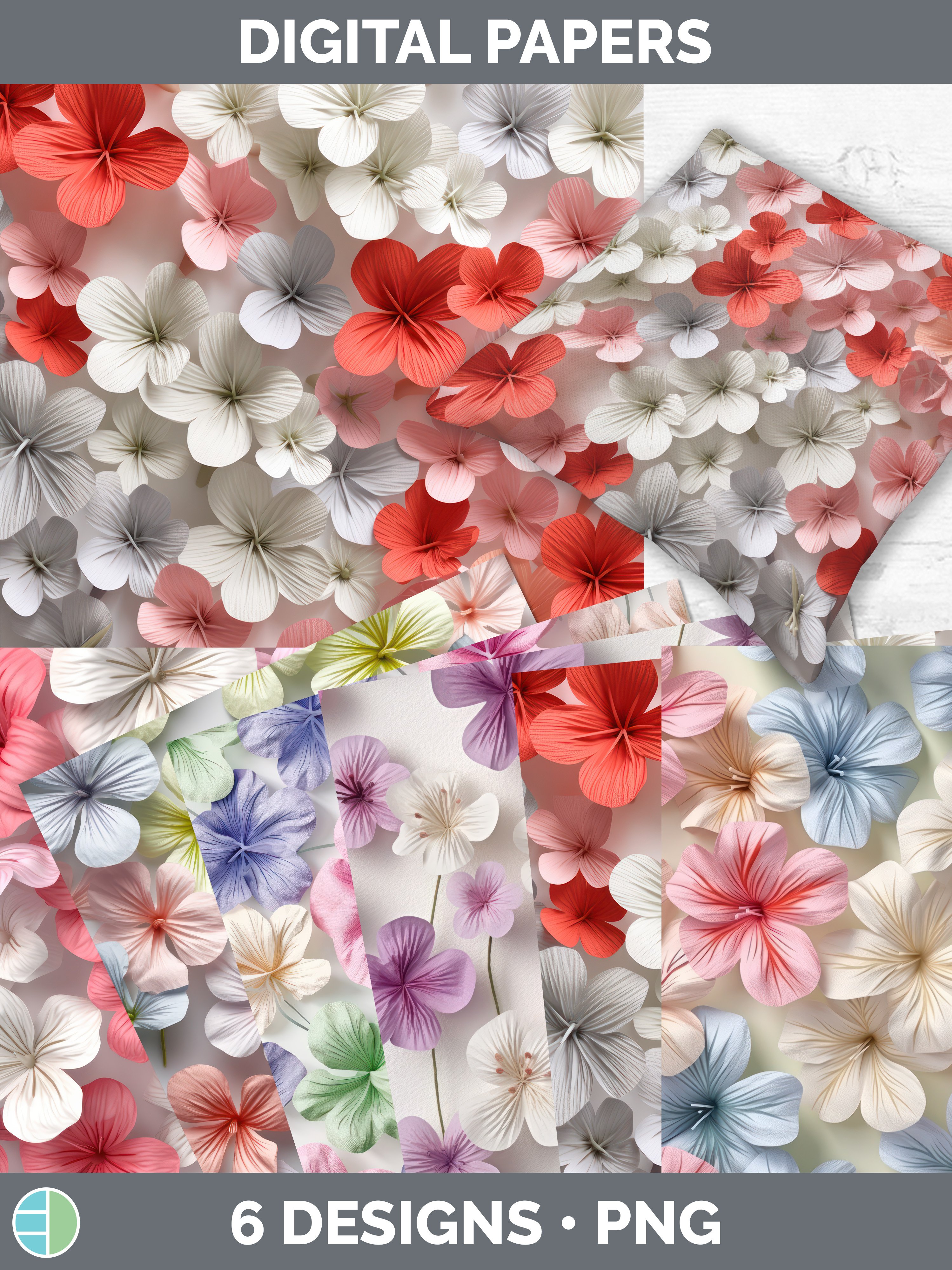 3D Paper Geranium Flowers Paper Backgrounds | Digital Scrapb