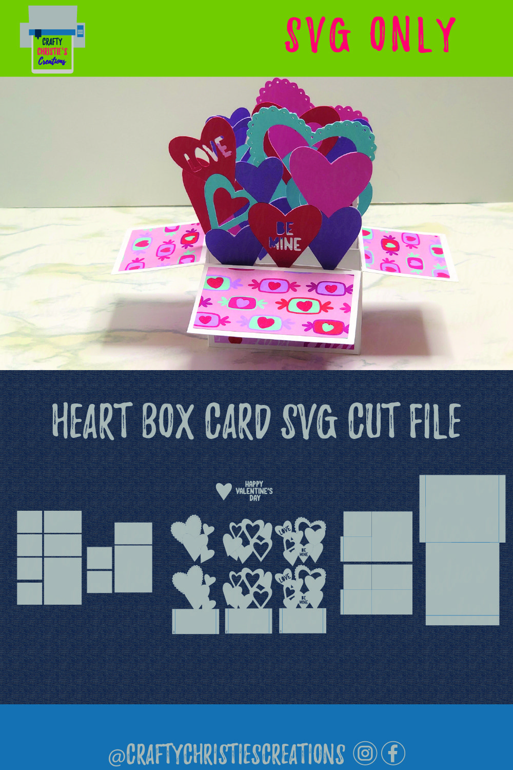 Heart Box Card SVG Cut File for Cutting Machine Users