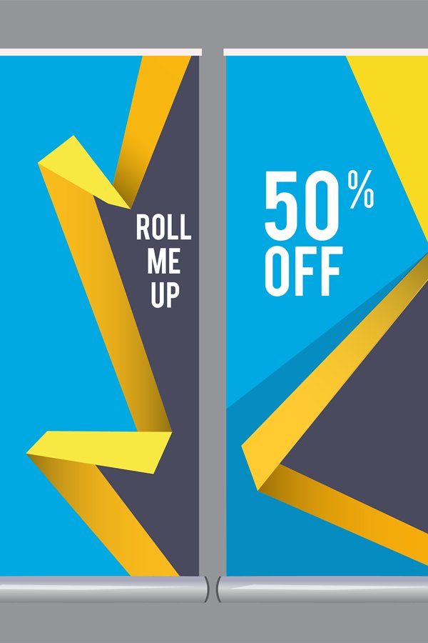 Vertical banners template. Mall roll up office presentation
