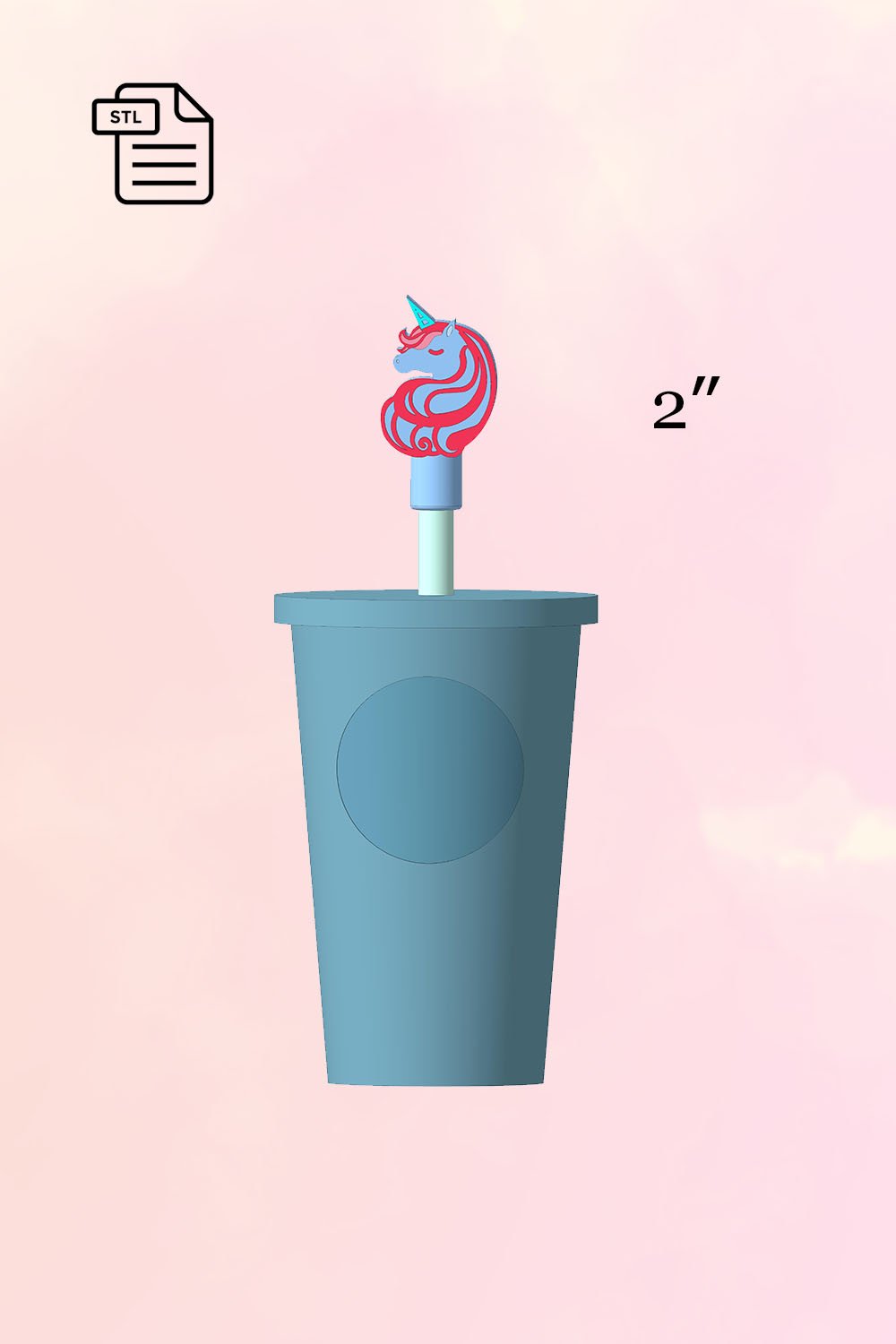 Unicorn Straw Cover STL File for 3D Printing