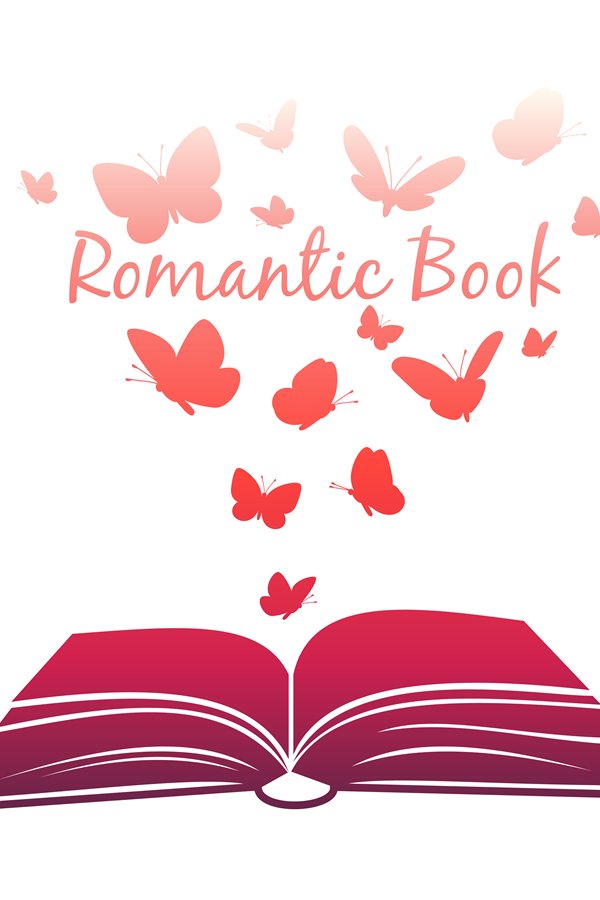 Colorful open book with butterflies