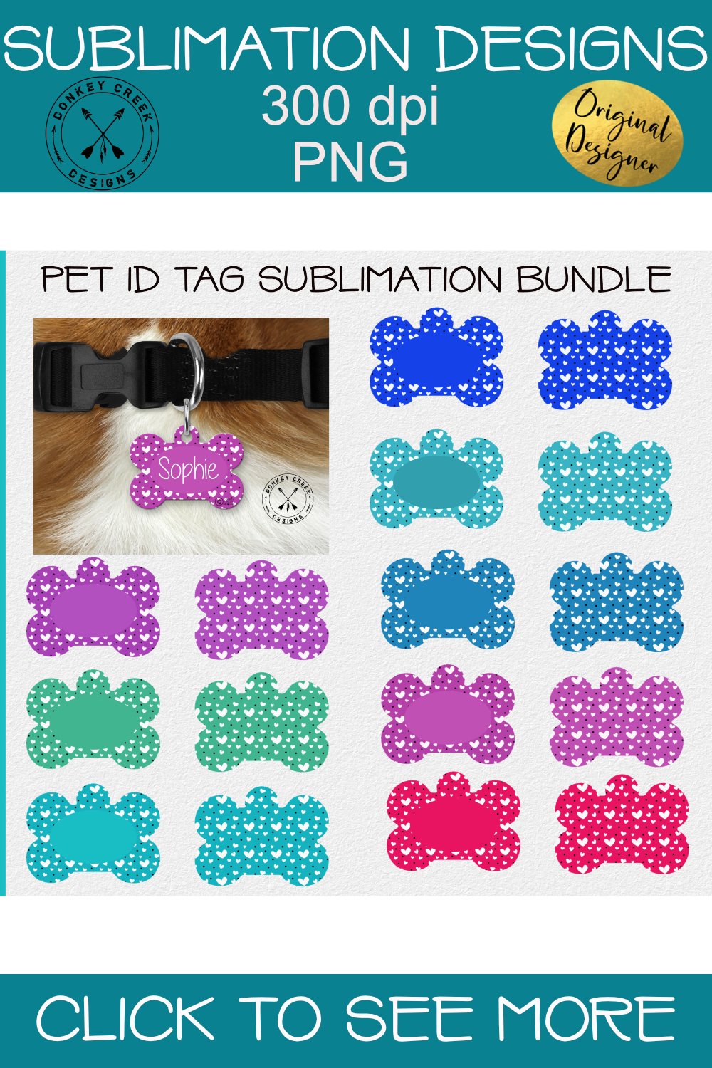 Pet Tag Sublimation PNG Bundle Valentine's Day Designs