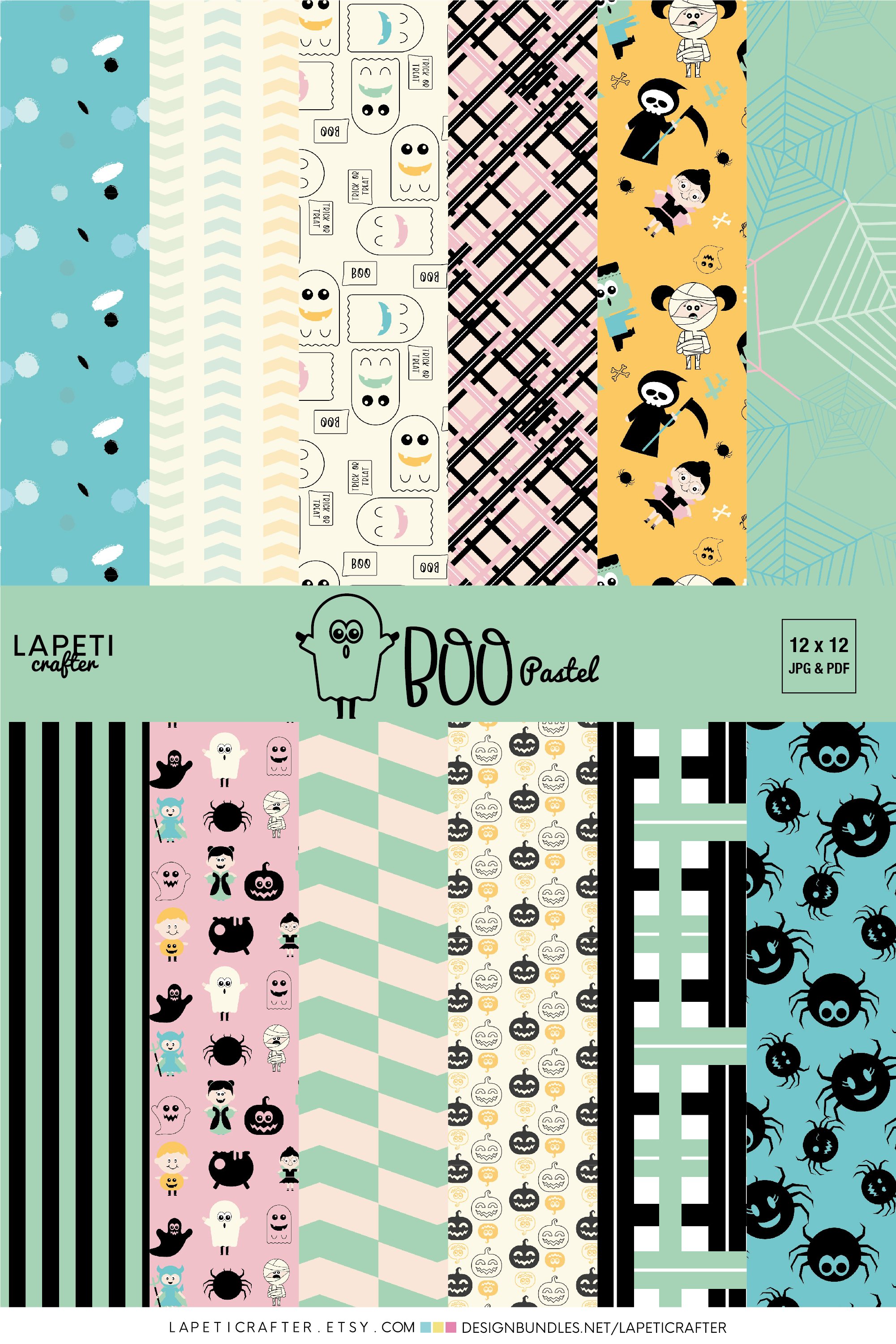 Spooky Pastel Digital Paper Pack for Halloween scrapbooking