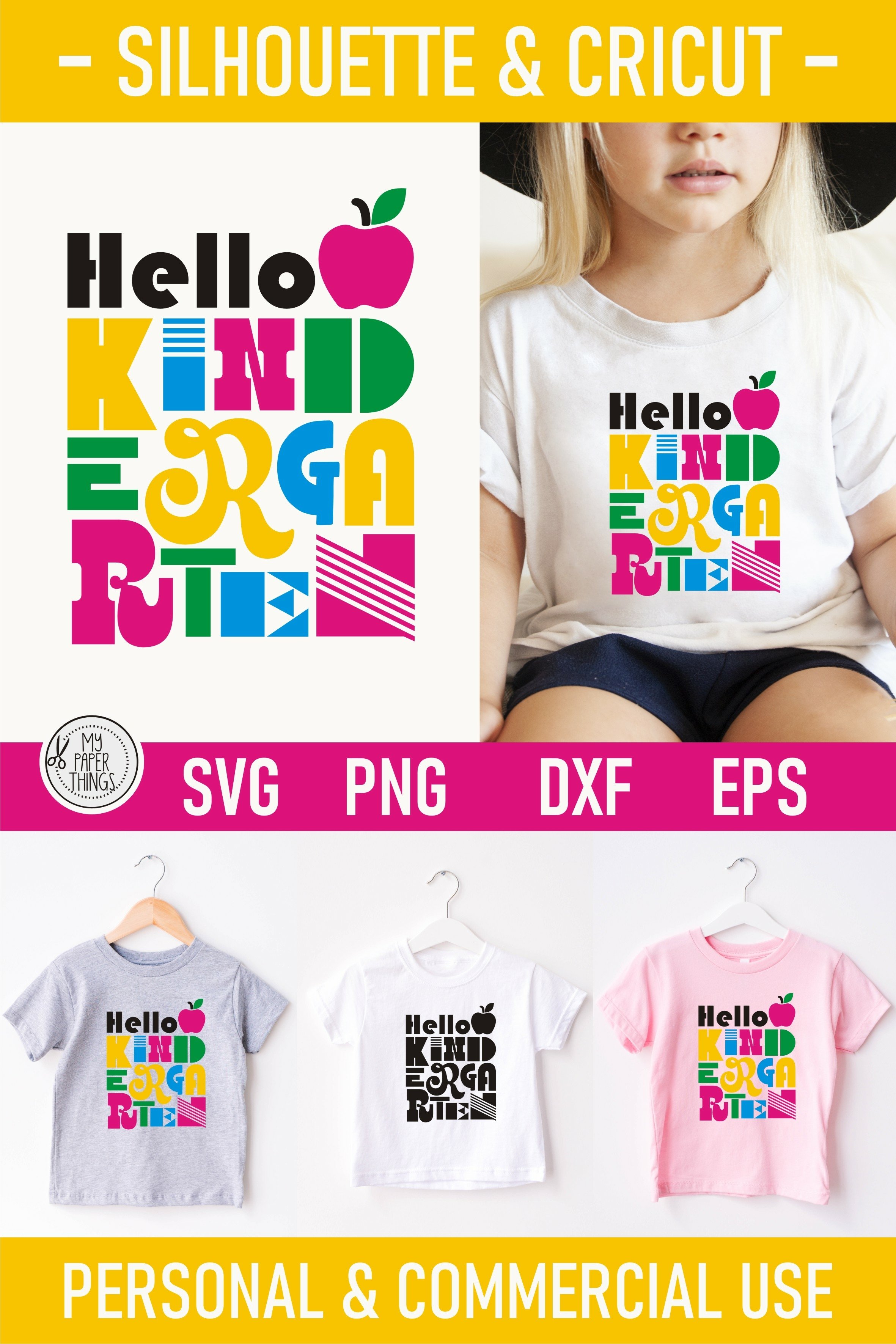 Hello Kindergarten Svg and Back To School Png