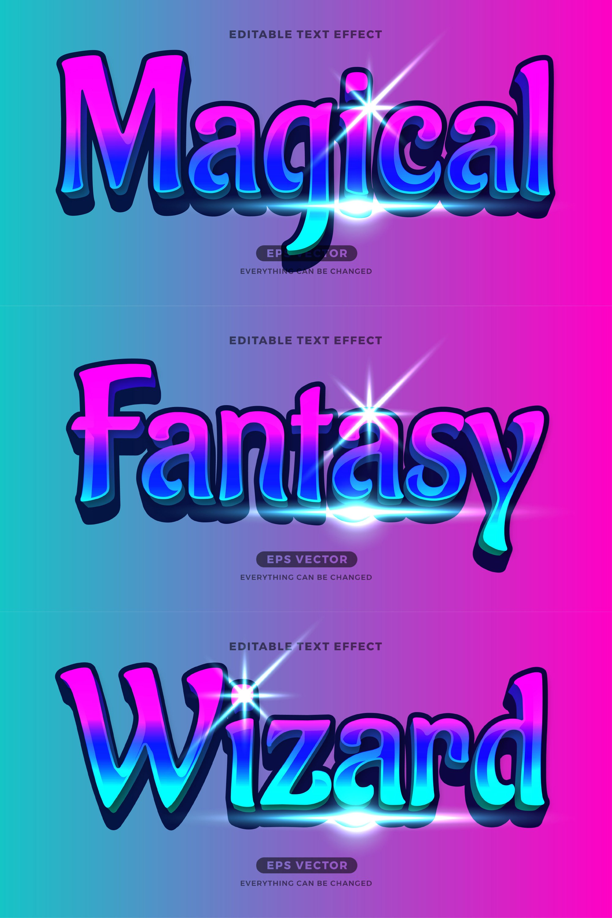 Magical editable text effect vector template