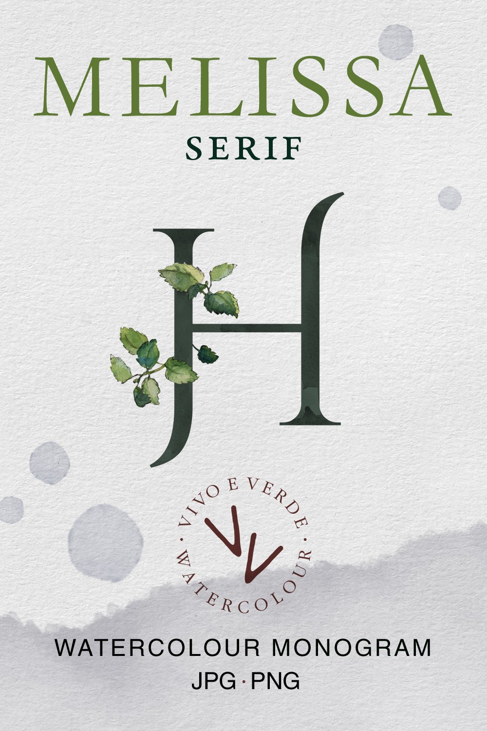 Sublimation monogram Letter H | Watercolour serif alphabet