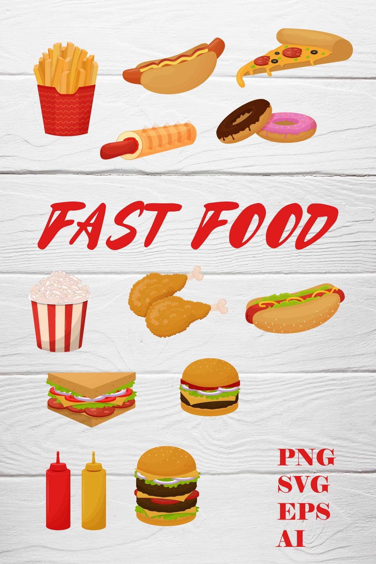 Fast food clip art collection SVG, PNG