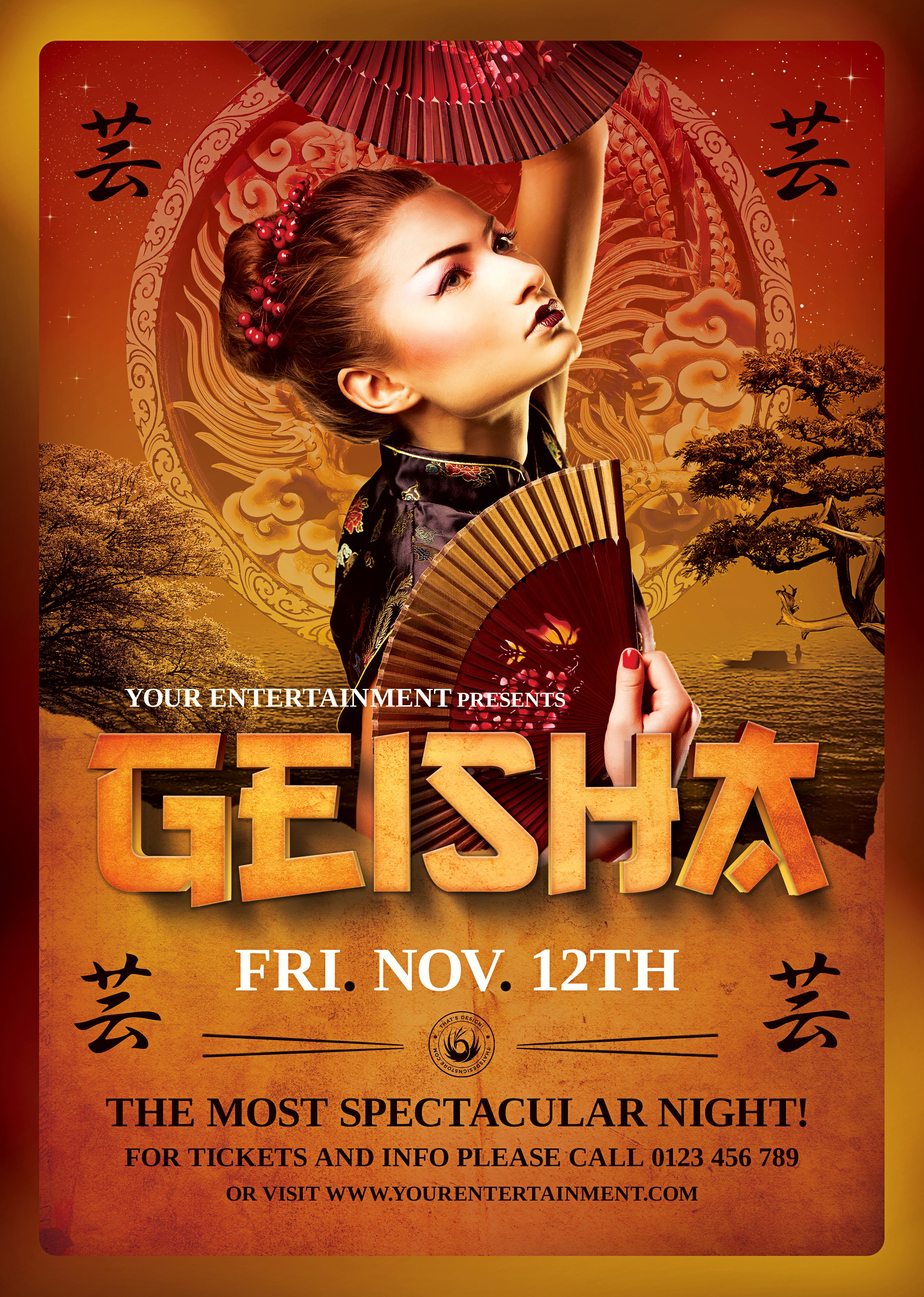 Geisha Night Flyer PSD Design Template