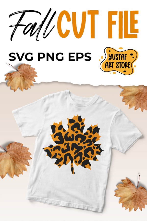 Fall leaves leopard print Svg cut file and sublimation PNG