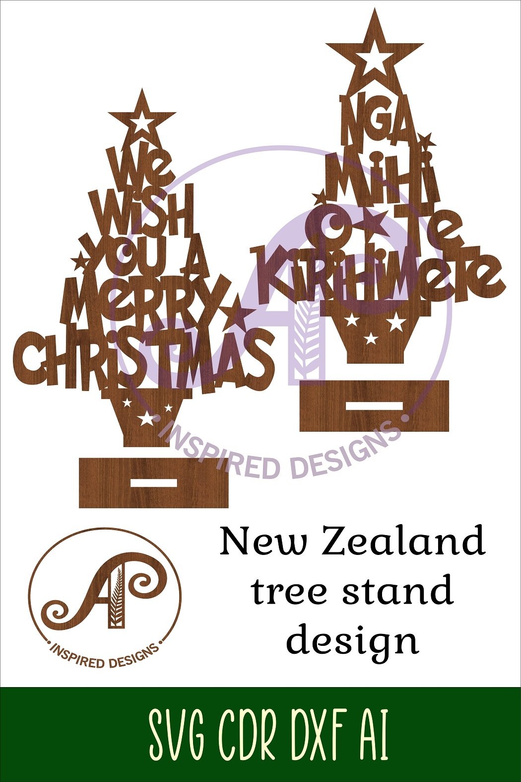 Christmas tree stands, laser cut files, we wish you trees