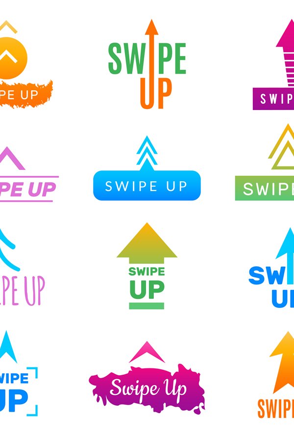 Insta swipe up. Ui app design template screen buttons and li