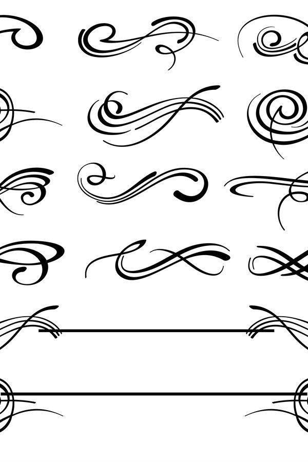 Calligraphy swirls ornate flourish vector decoration set