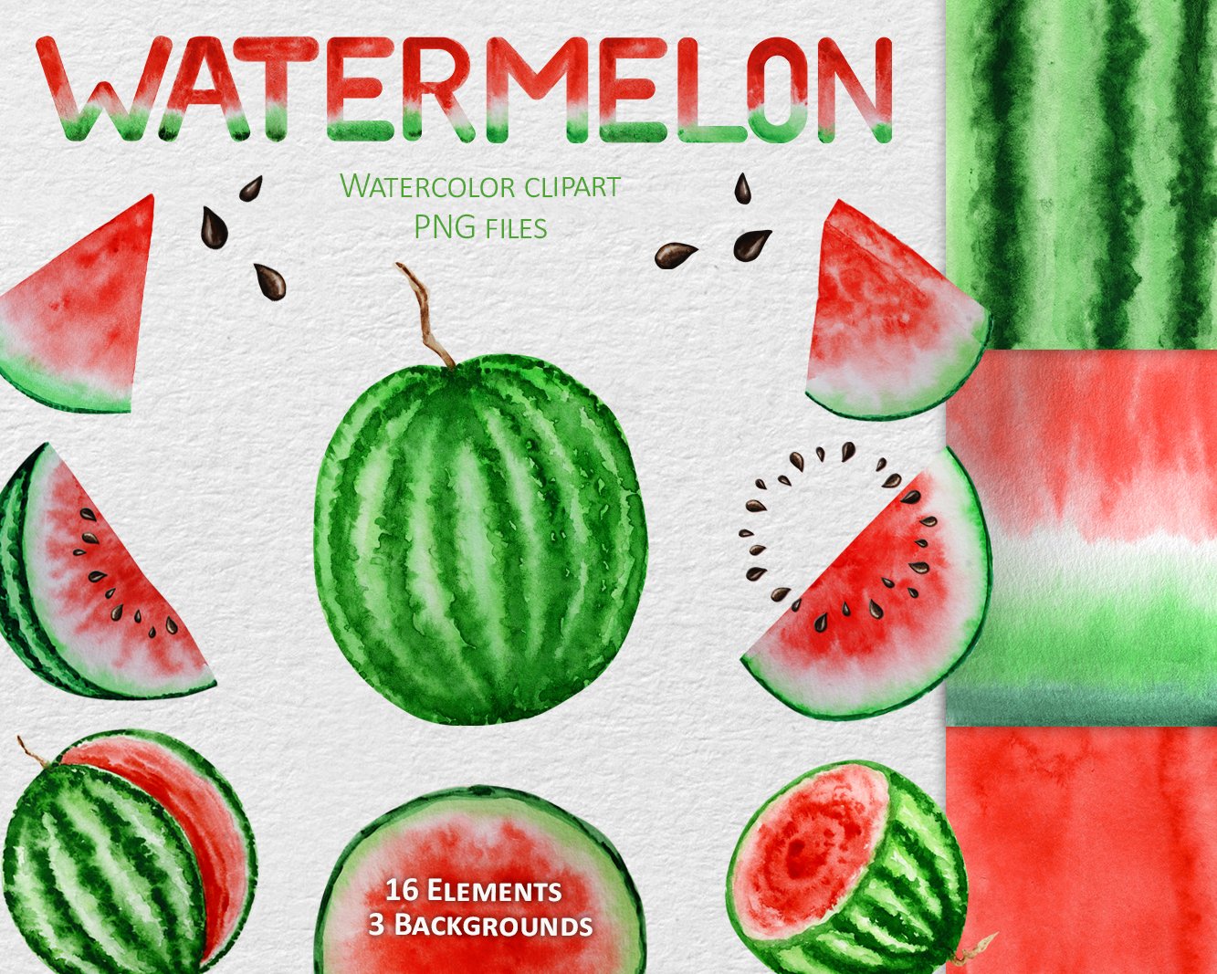 Watercolor Watermelon Clipart. Summer Tropic Fruit (591018)