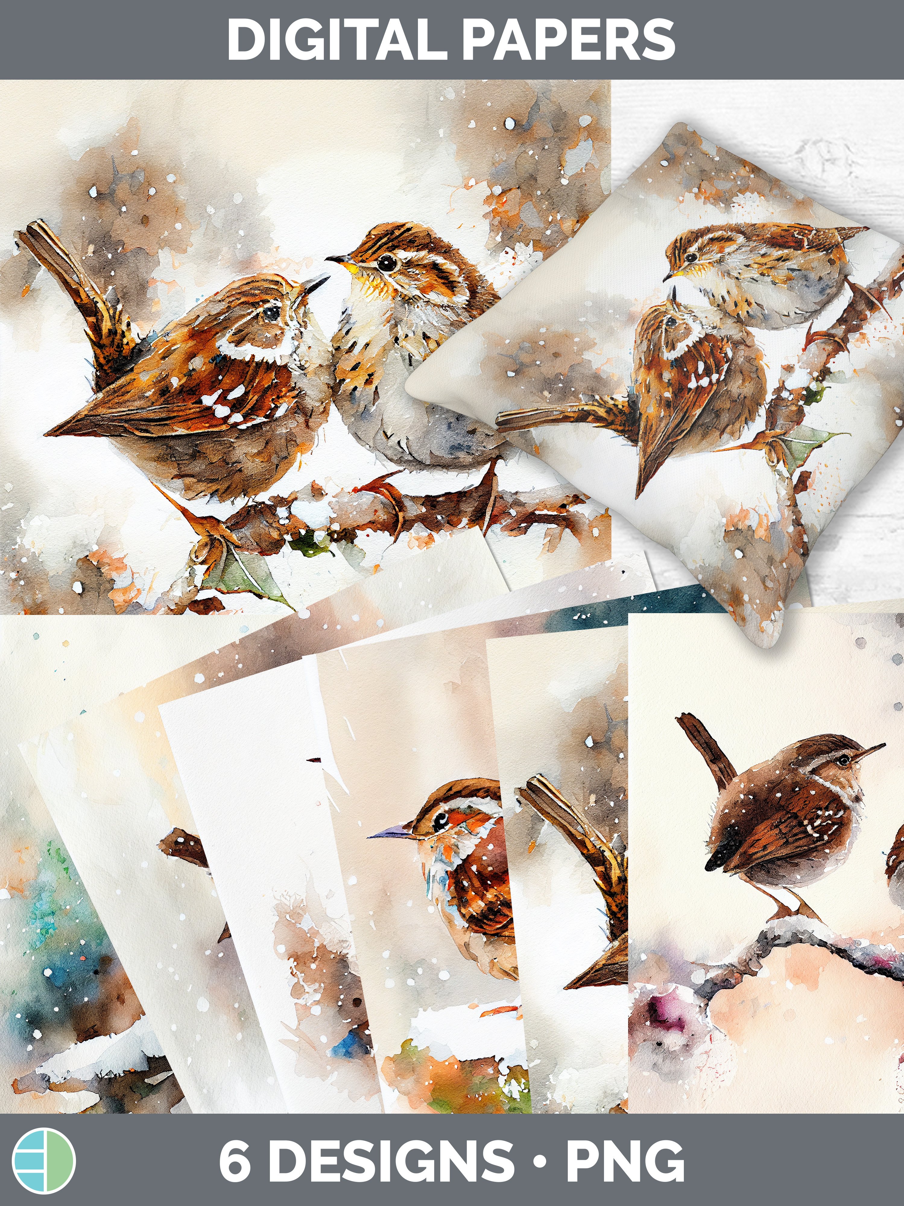 Christmas Wren Backgrounds | Digital Scrapbook Papers