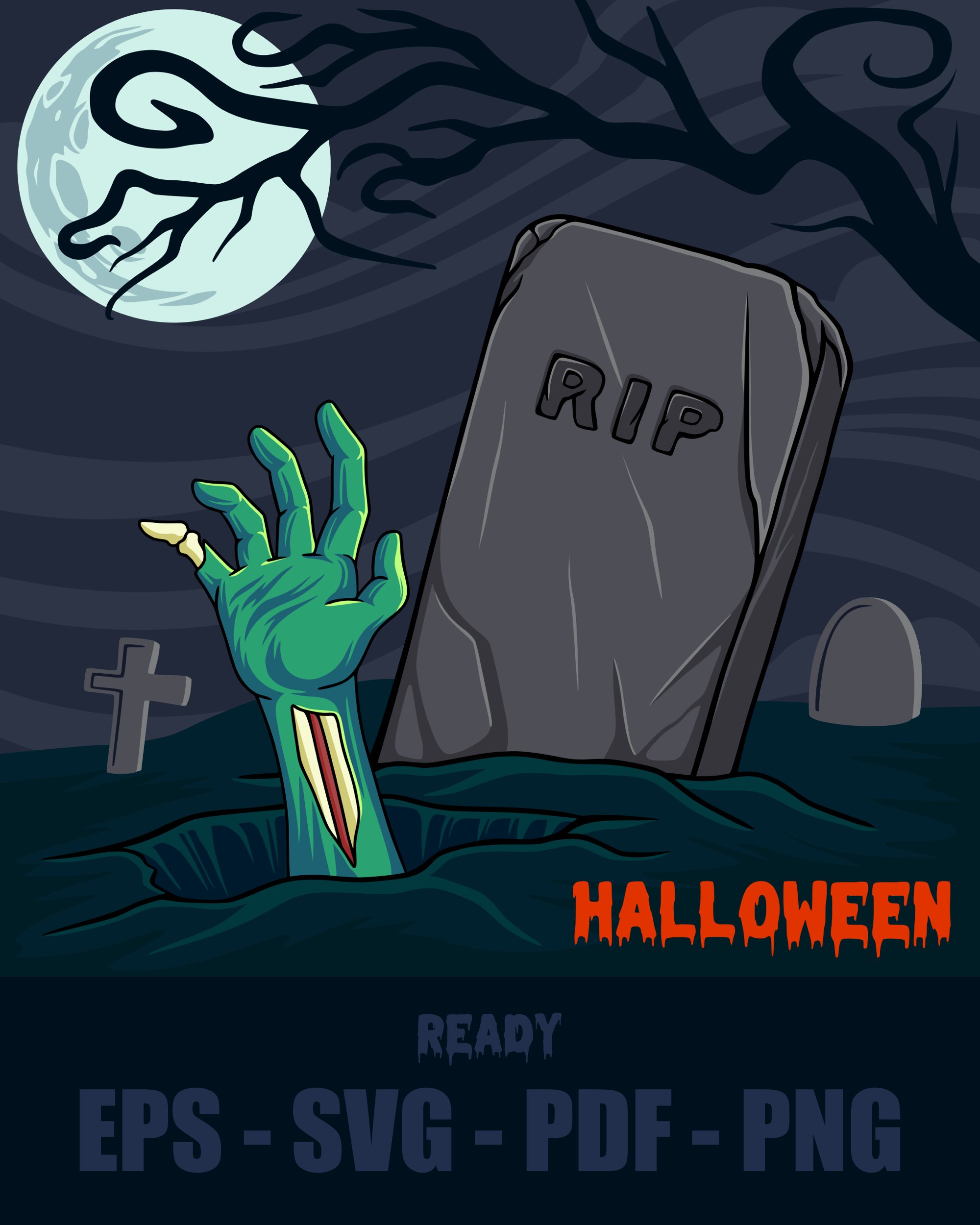 Haunted halloween zombie hand vector design