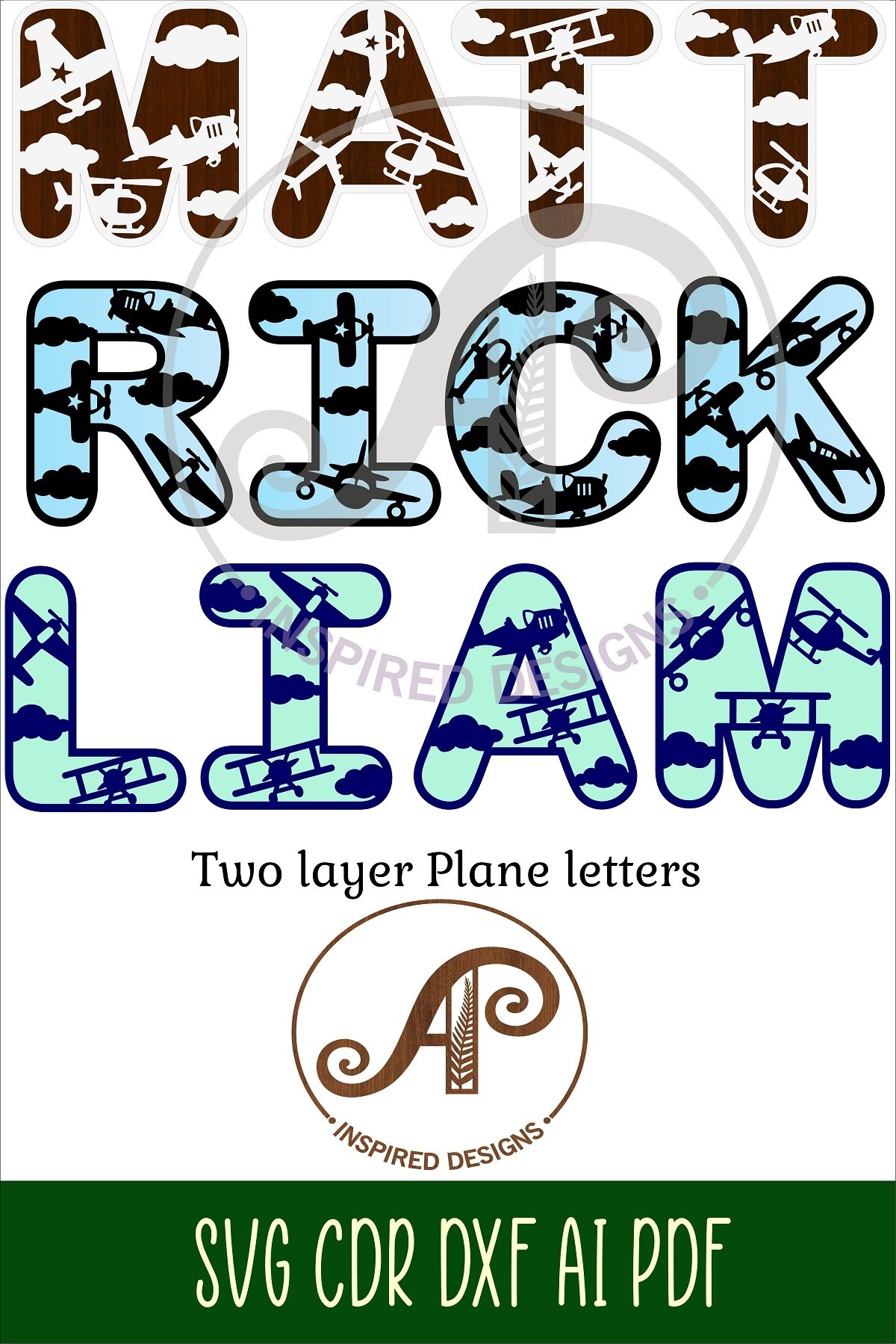 Plane alphabet set. 2 layer letters. 47letter