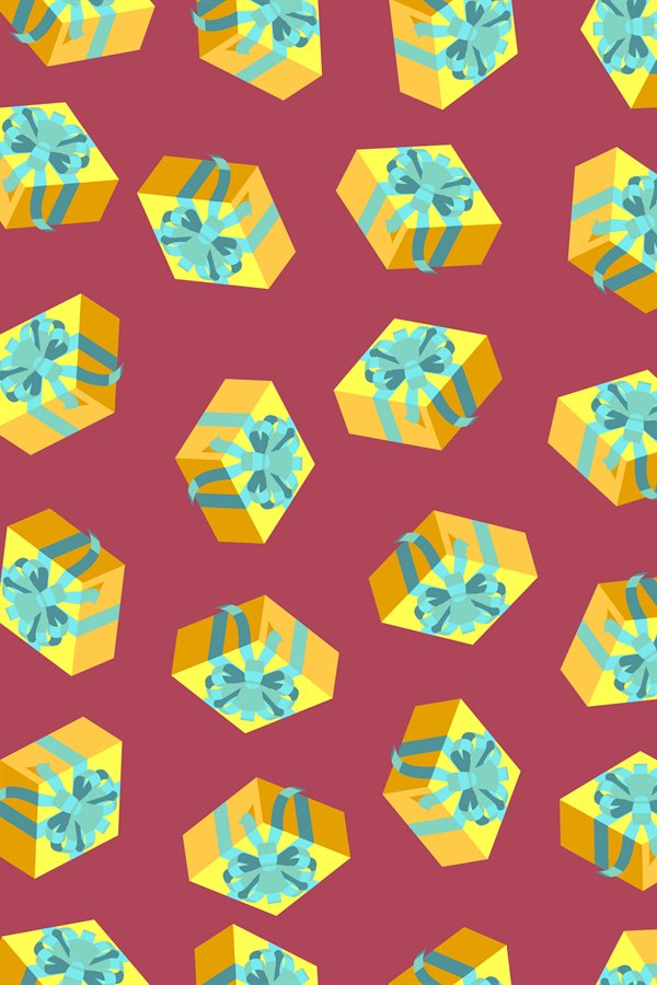 Seamless pattern with gold giftboxes. Flat style vector illu