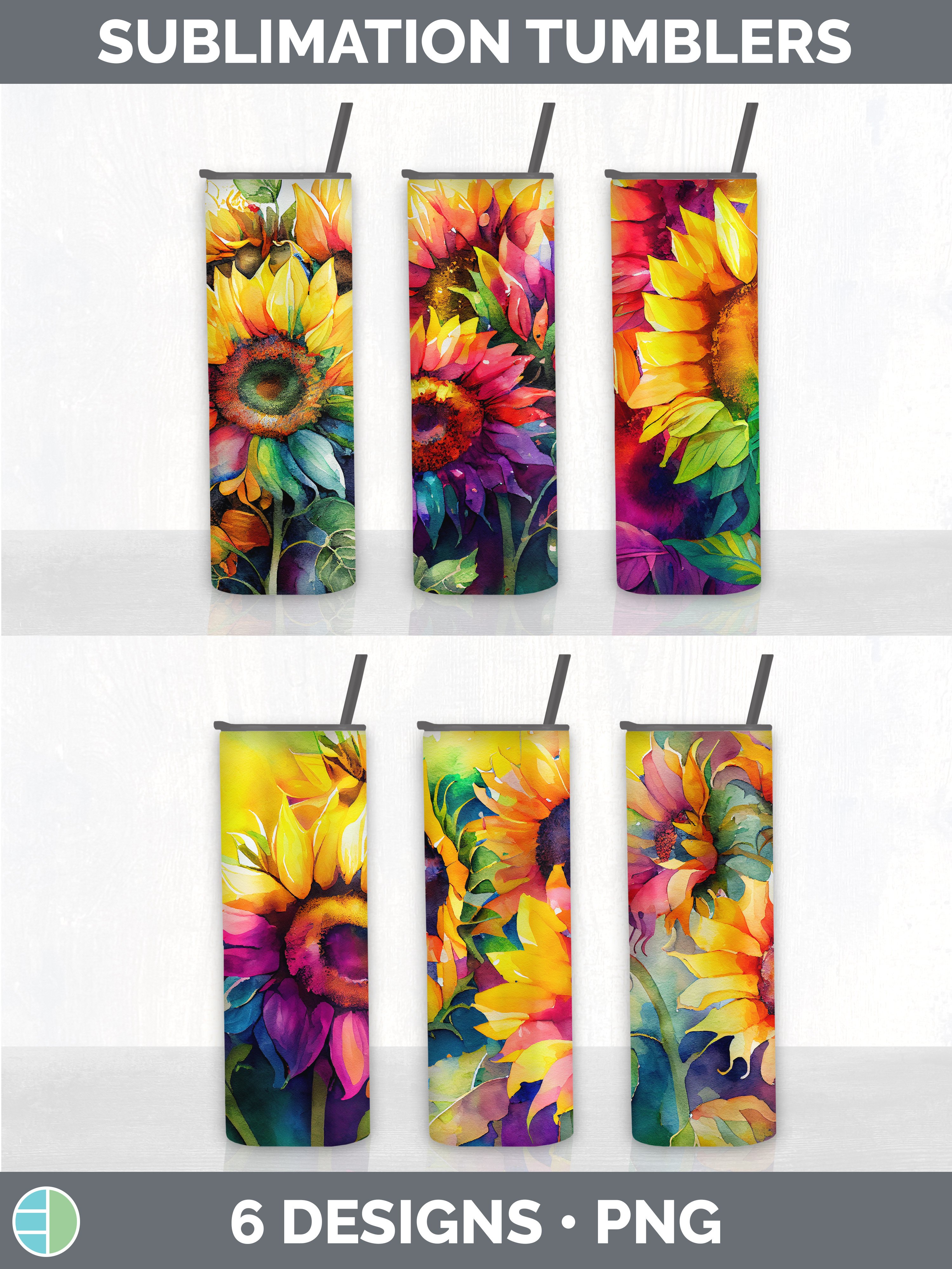 Rainbow Sunflowers Tumbler Sublimation Bundle