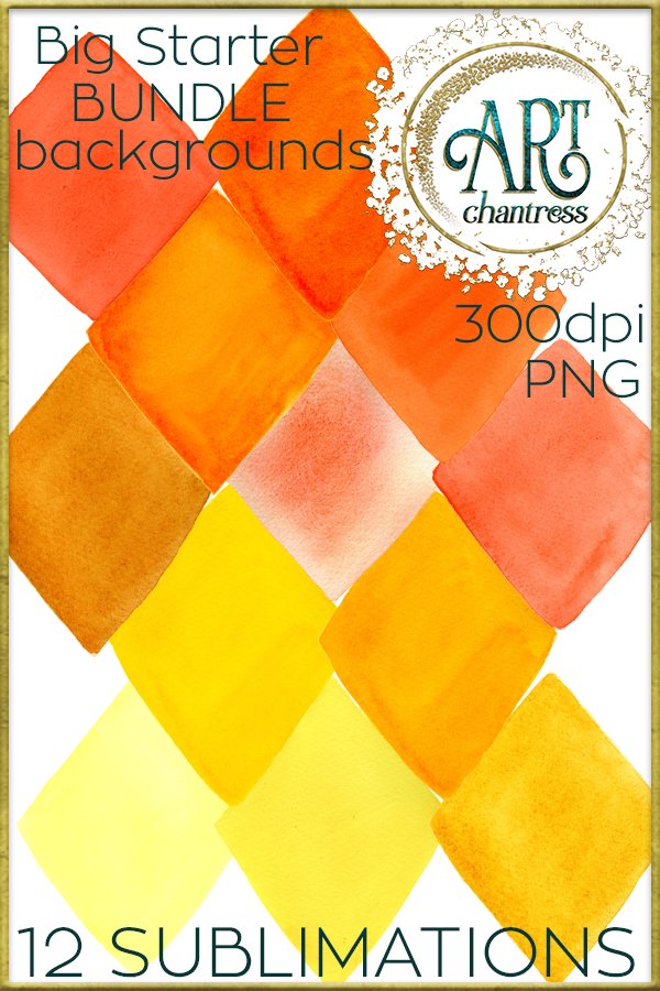 Sublimation BUNDLE Watercolor Yellow and Orange backgrounds