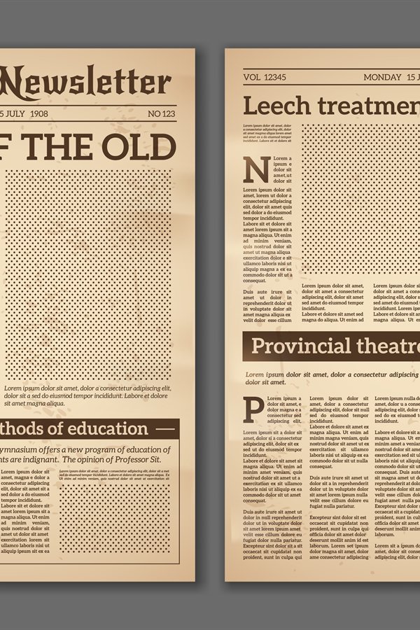 Vintage newspaper. News articles newsprint magazine old desi