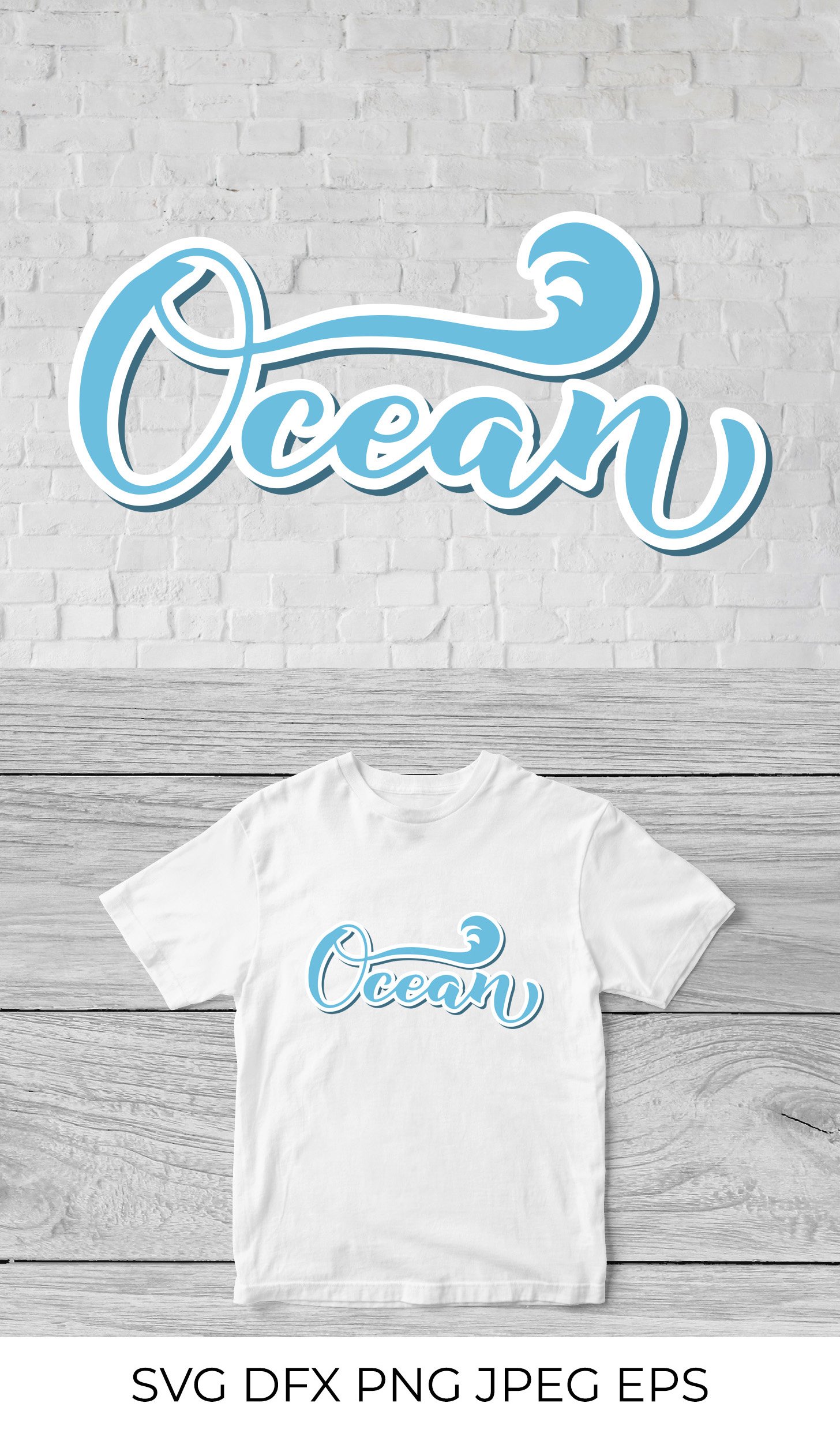Ocean calligraphy hand lettering SVG
