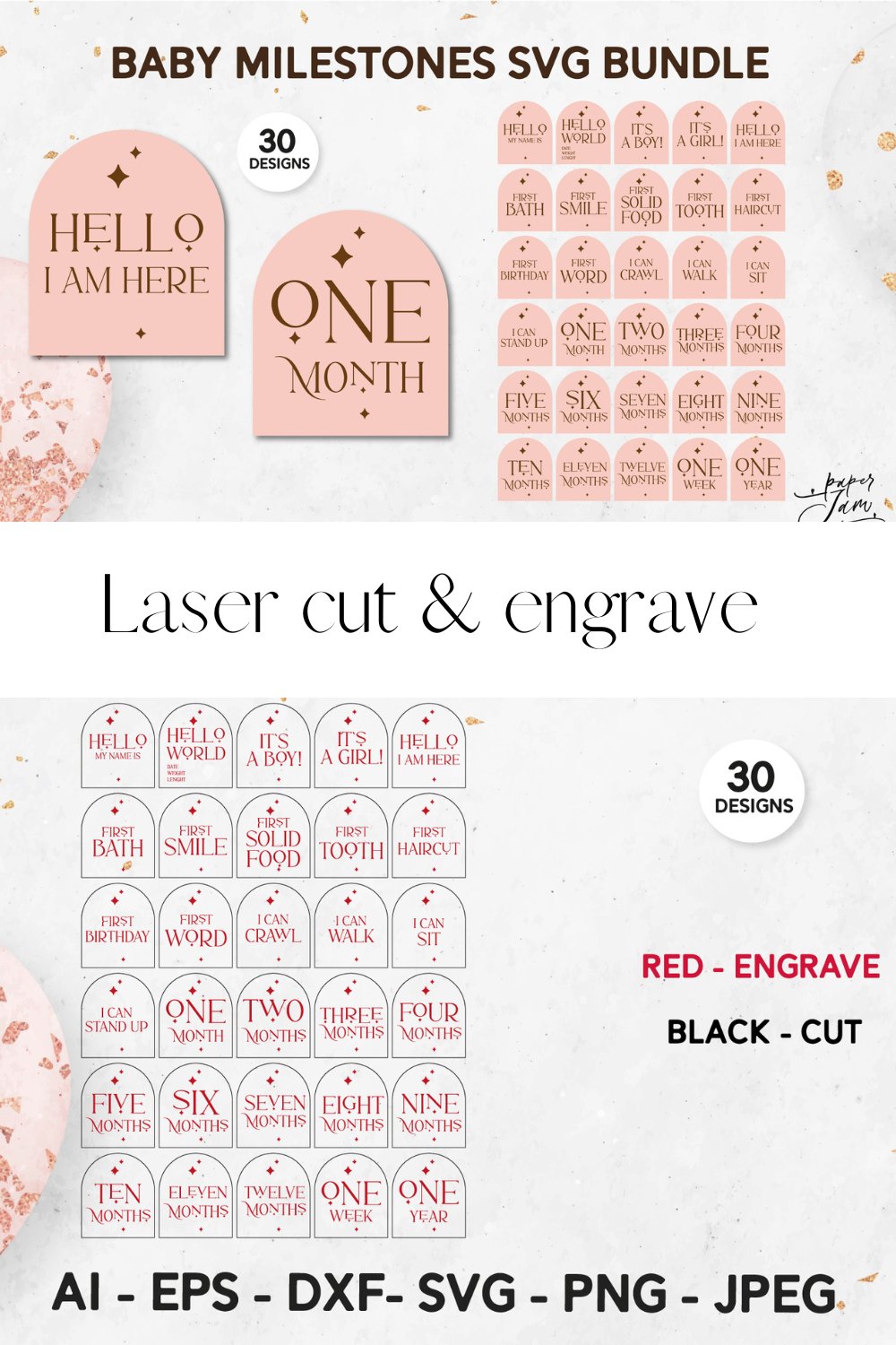 Baby milestones SVG bundle