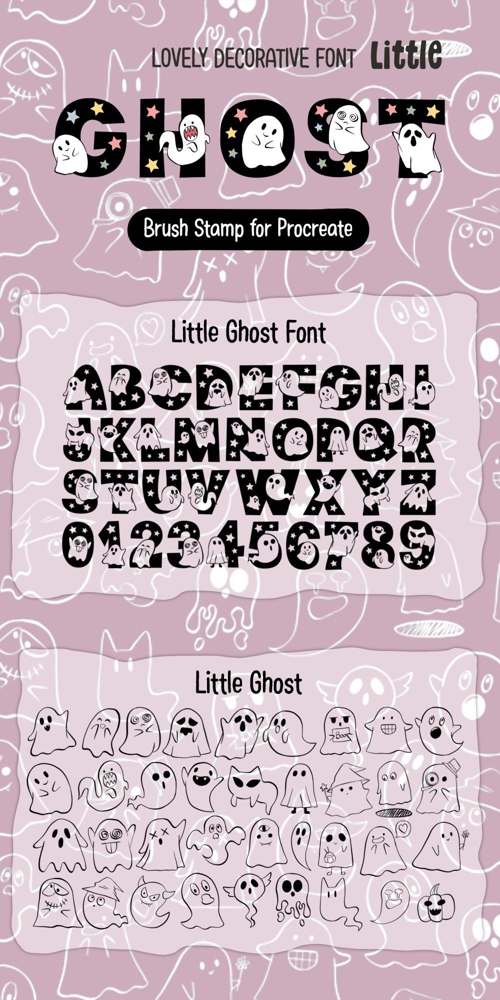 Little Ghost Font & Elements Duo brush stamp