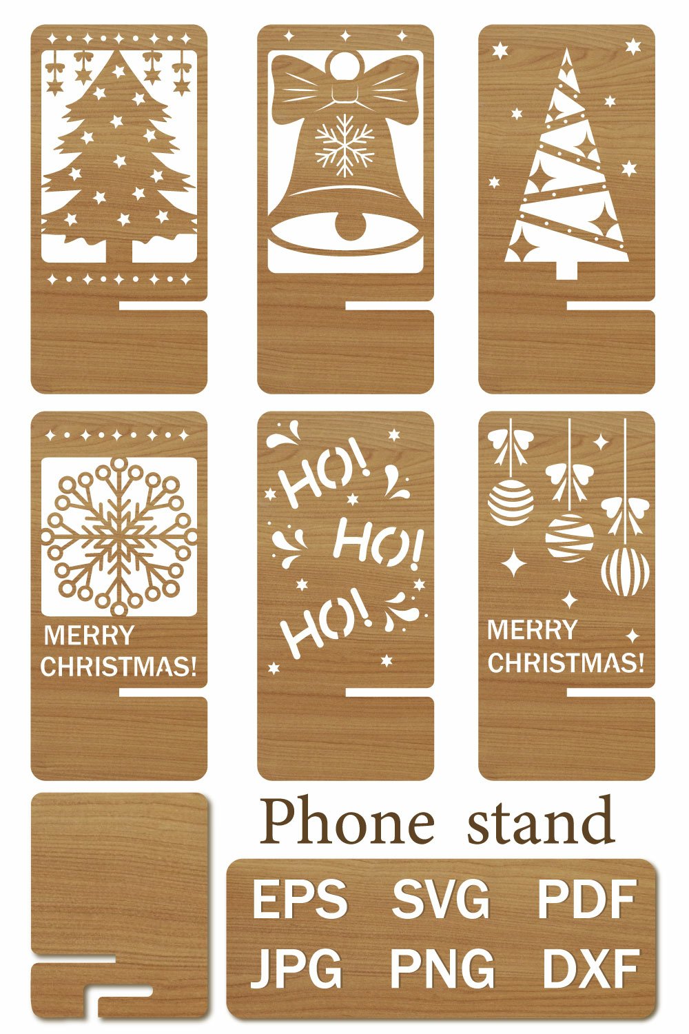 Phone Stand Template with Christmas Pattern, Laser (2256968)