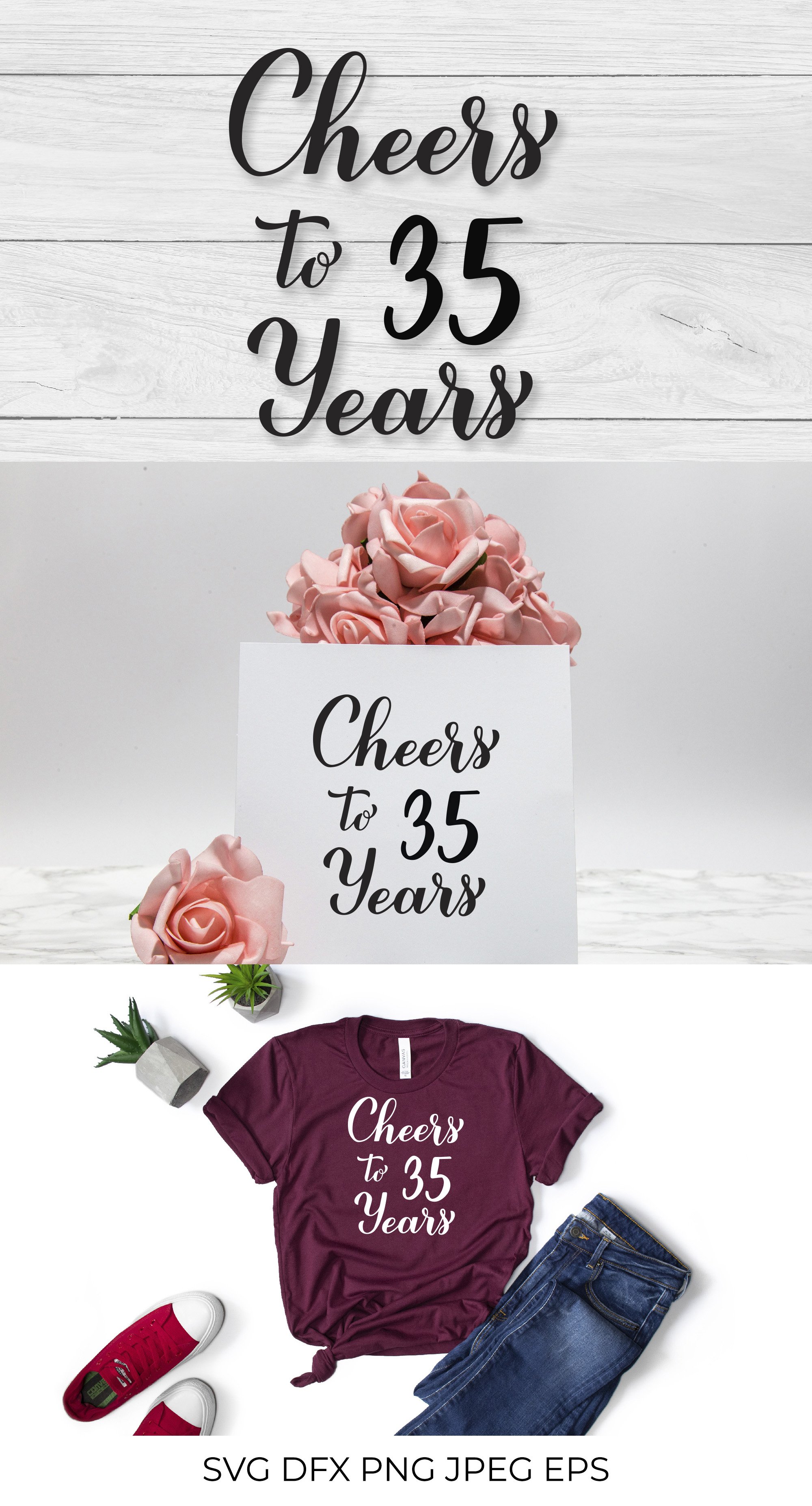 Cheers to 35 Years SVG. 35th Birthday, Anniversary (1473324)