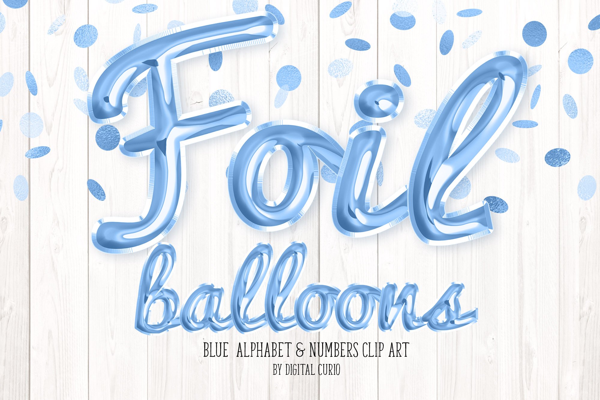 Blue Foil Balloon Script Alphabet