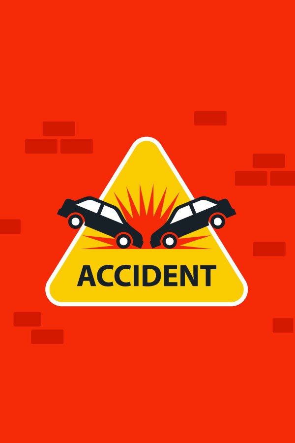 triangular yellow car accident sign