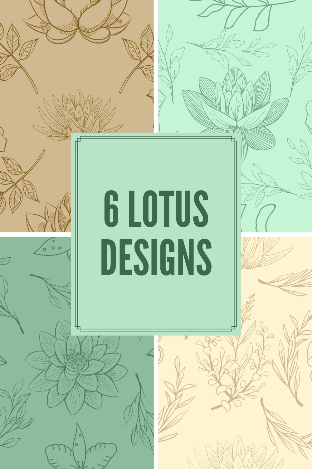 Floral water lily lotus flower seamless pattern digital art