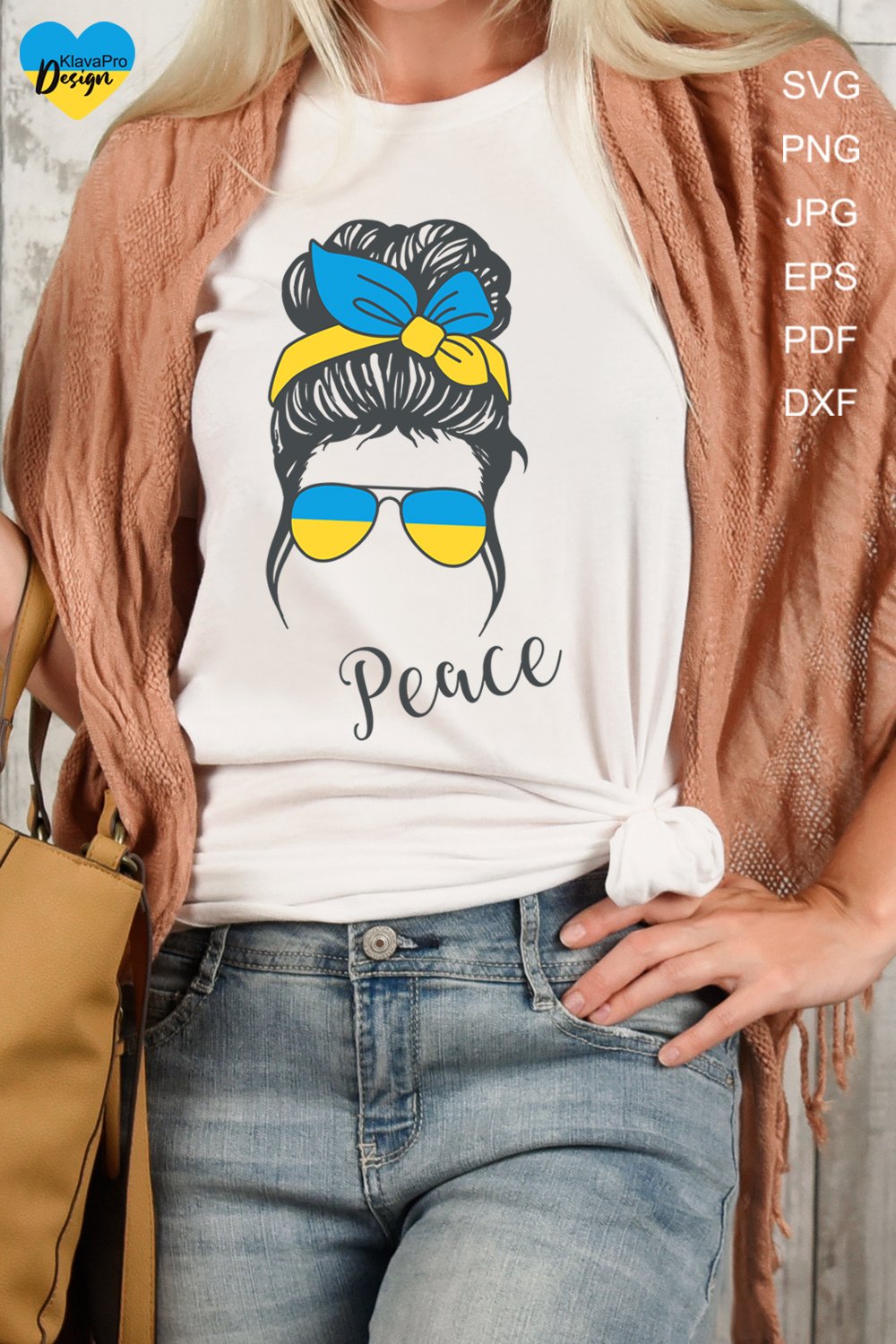 Ukraine Flag SVG | Ukrainian Messy Bun. Peace for the Ukrain
