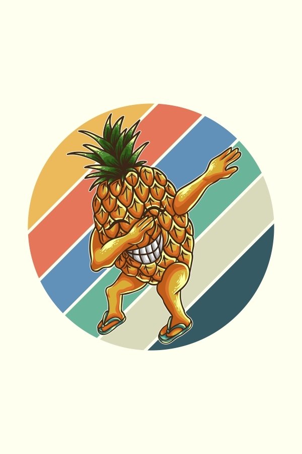 pineapple dabbing retro vector illustration