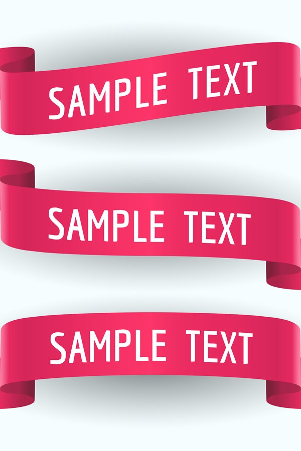 Set of red ribbons and text