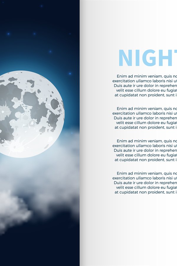 Night banner and poster with moon