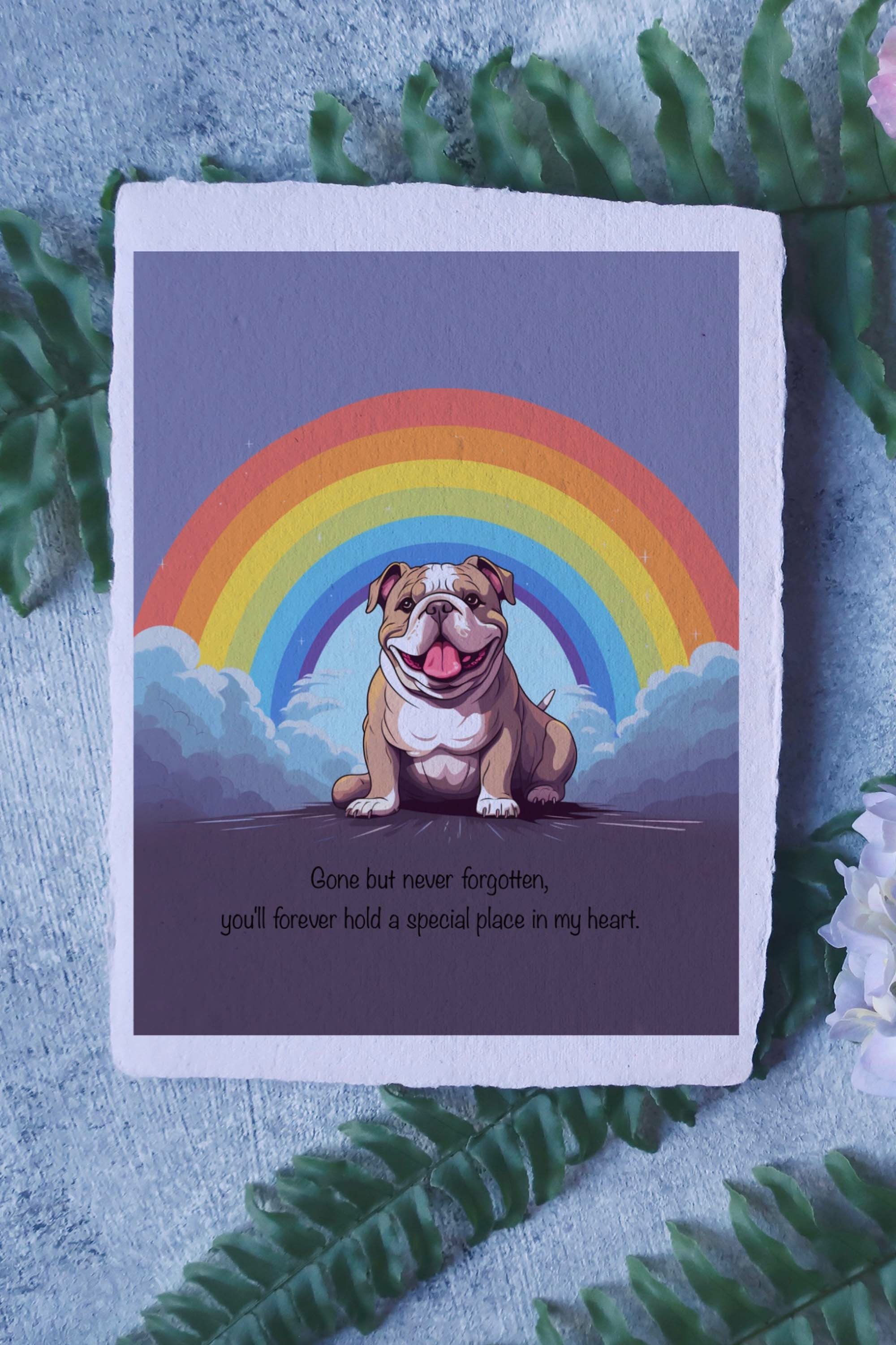 Bulldog Sympathy card, Rainbow Bridge card DIGITAL download