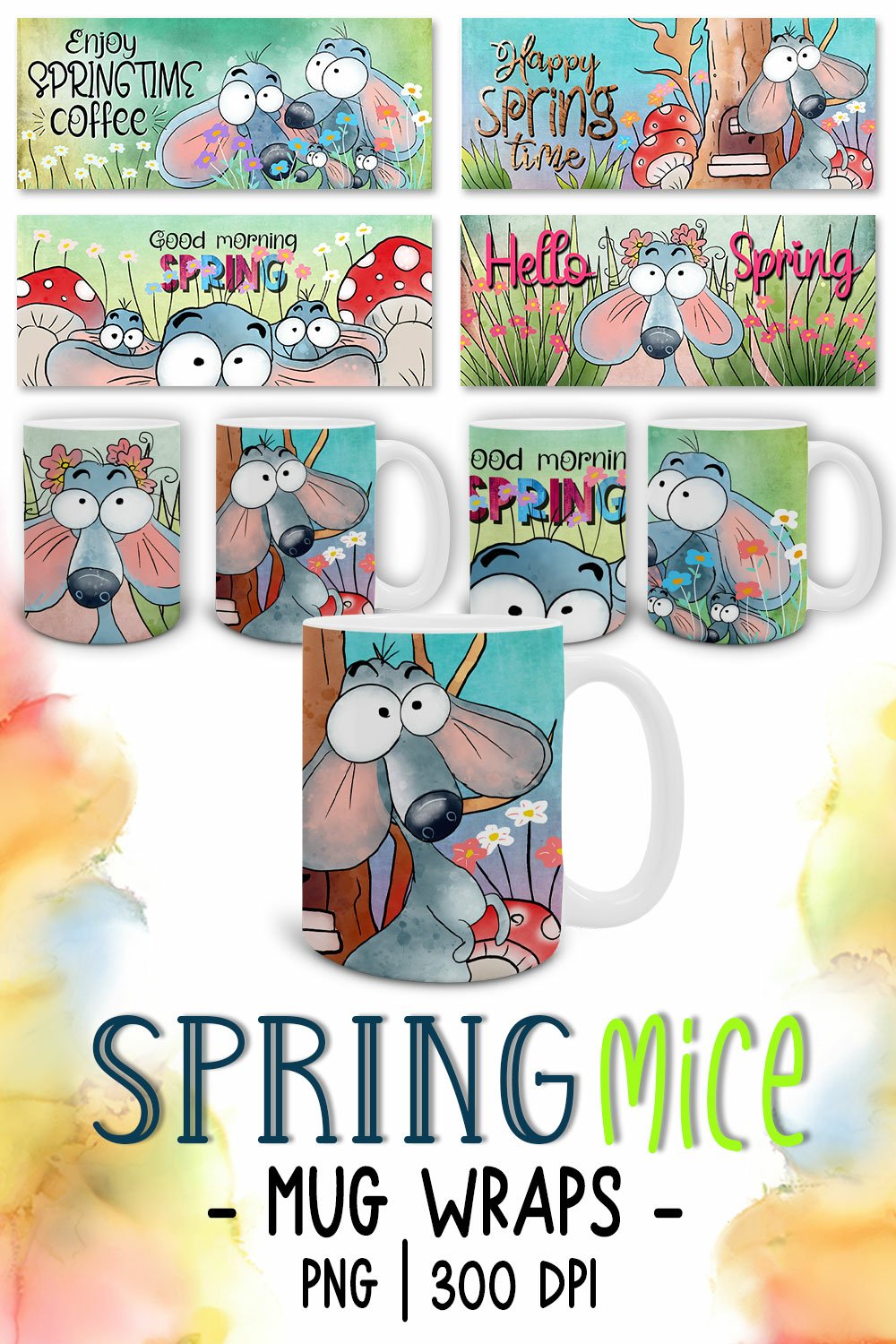 Cute Spring Mug Sublimation Designs | Animal Mug Wraps