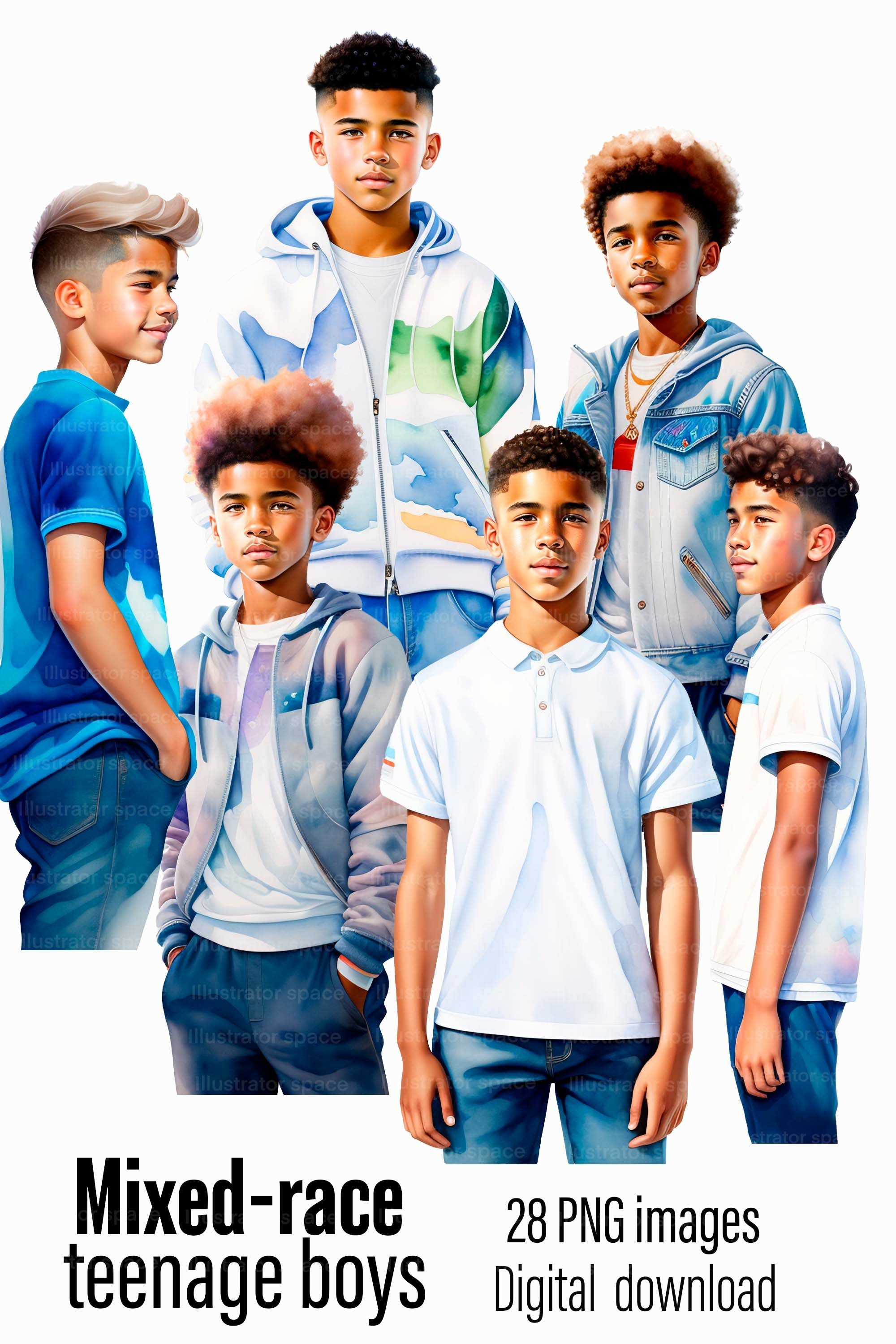 Mixed-race teenage boys clipart 28 PNG