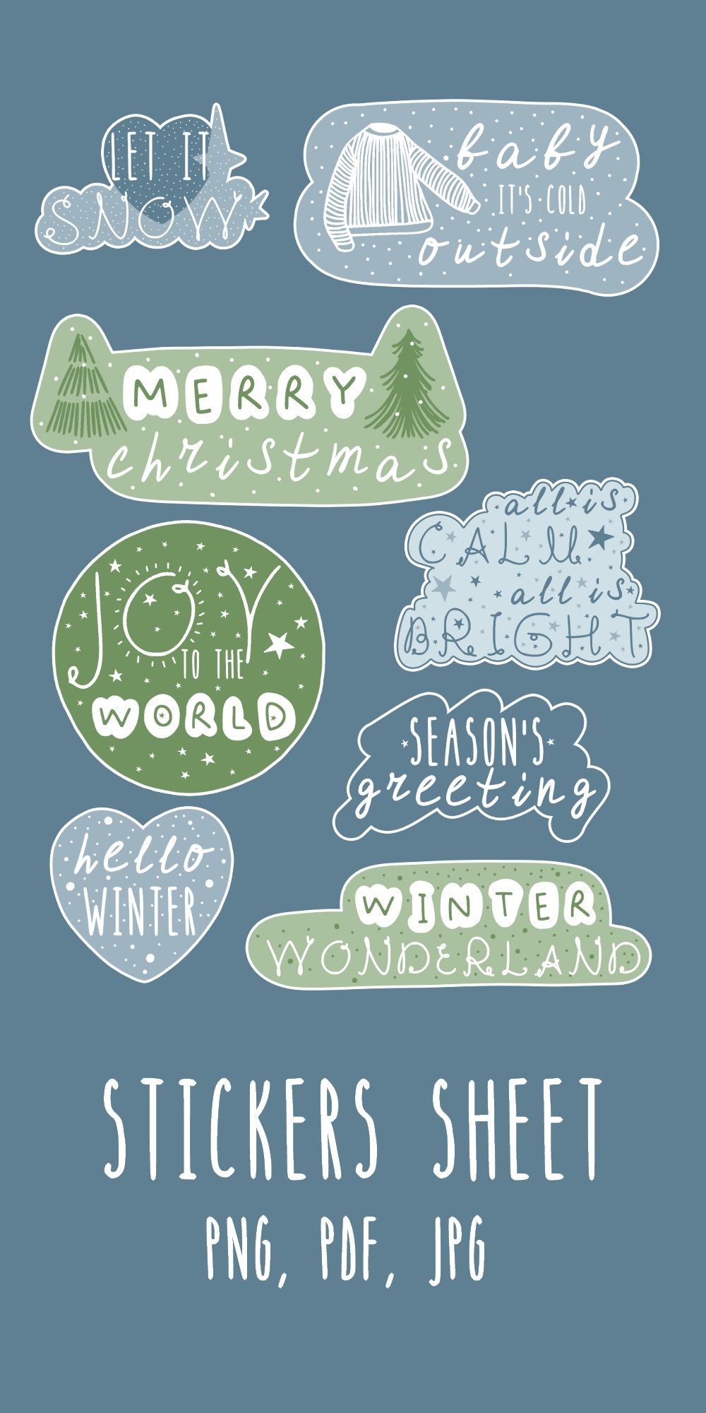 Christmas quotes stickers sheet