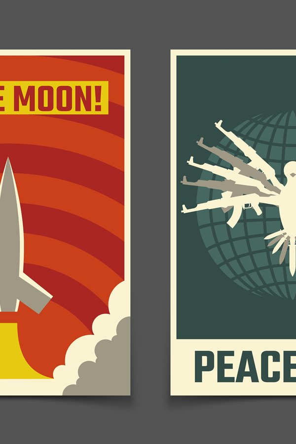 Soviet anti war, peaceful propaganda vector vintage posters