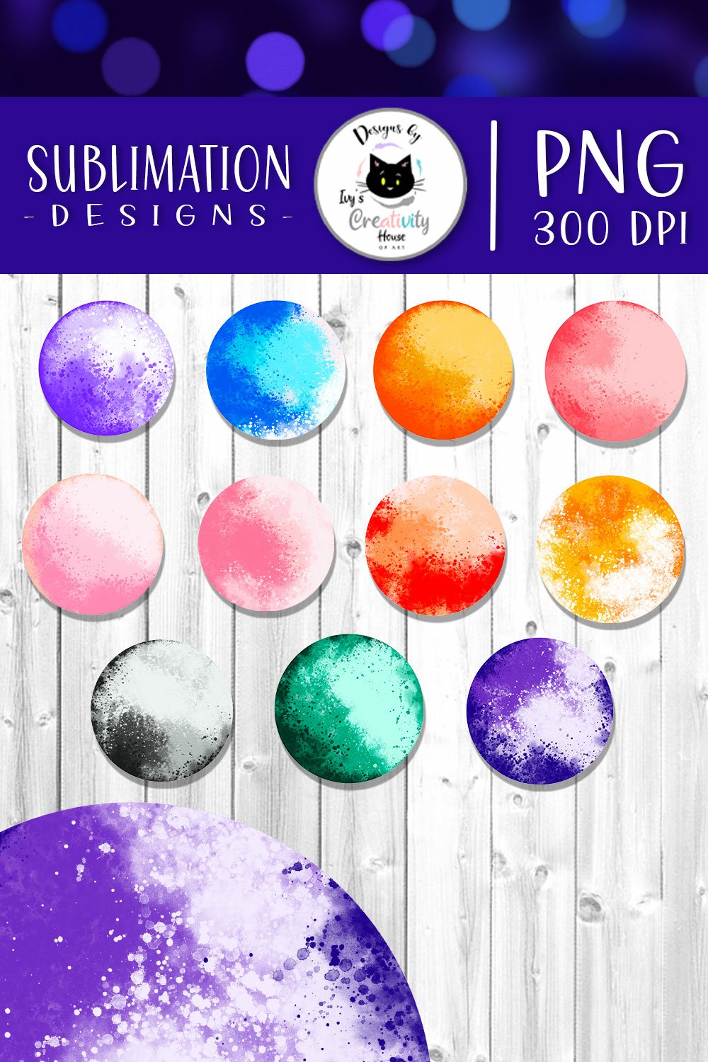 11 Moon Sublimation Designs | Watercolor Moon Clipart