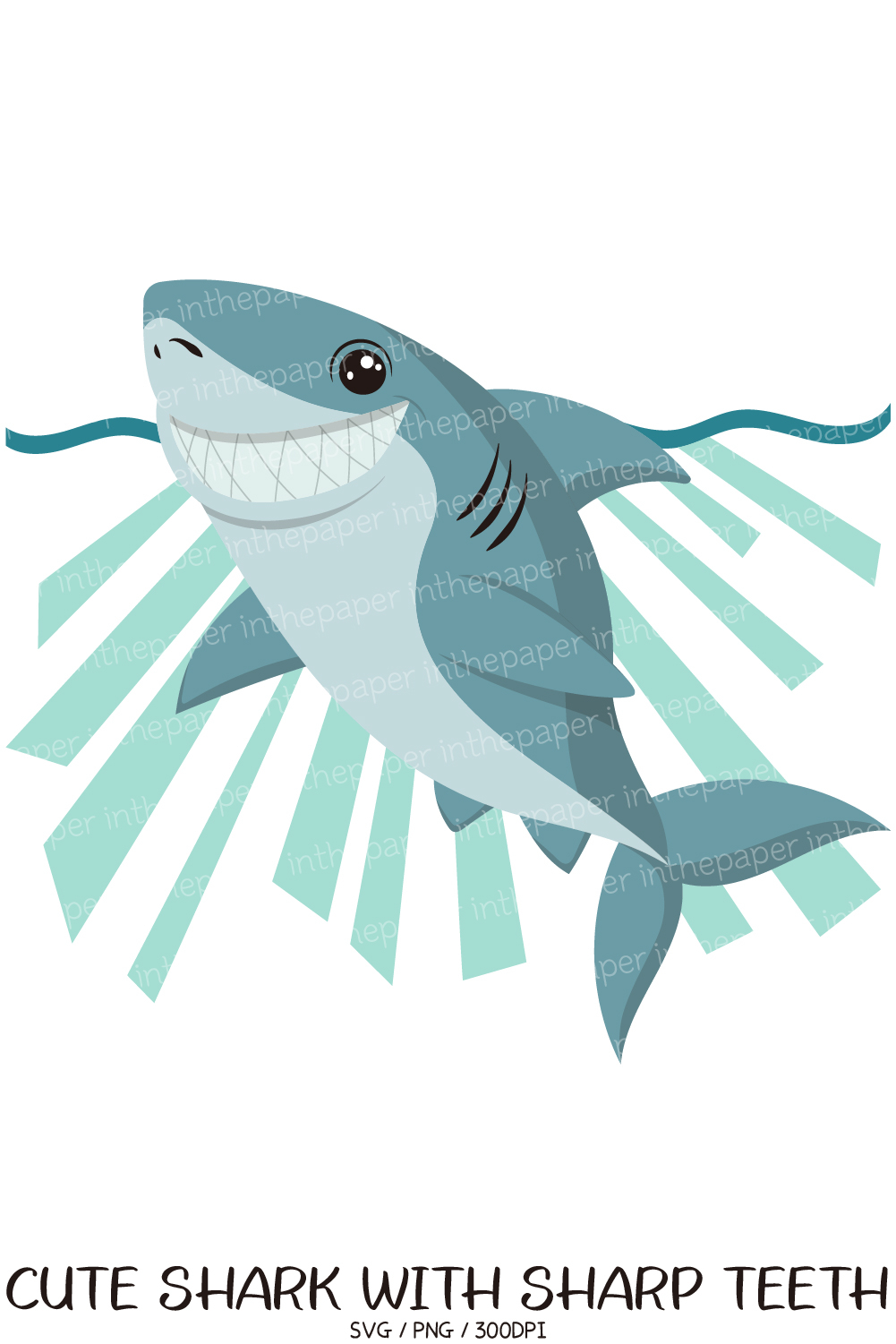Cute Shark with Sharp Teeth | Adorable Ocean Summer Clipart