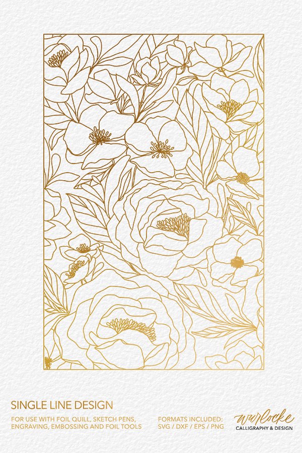 SVG Single Line Foil Florals (1291962)