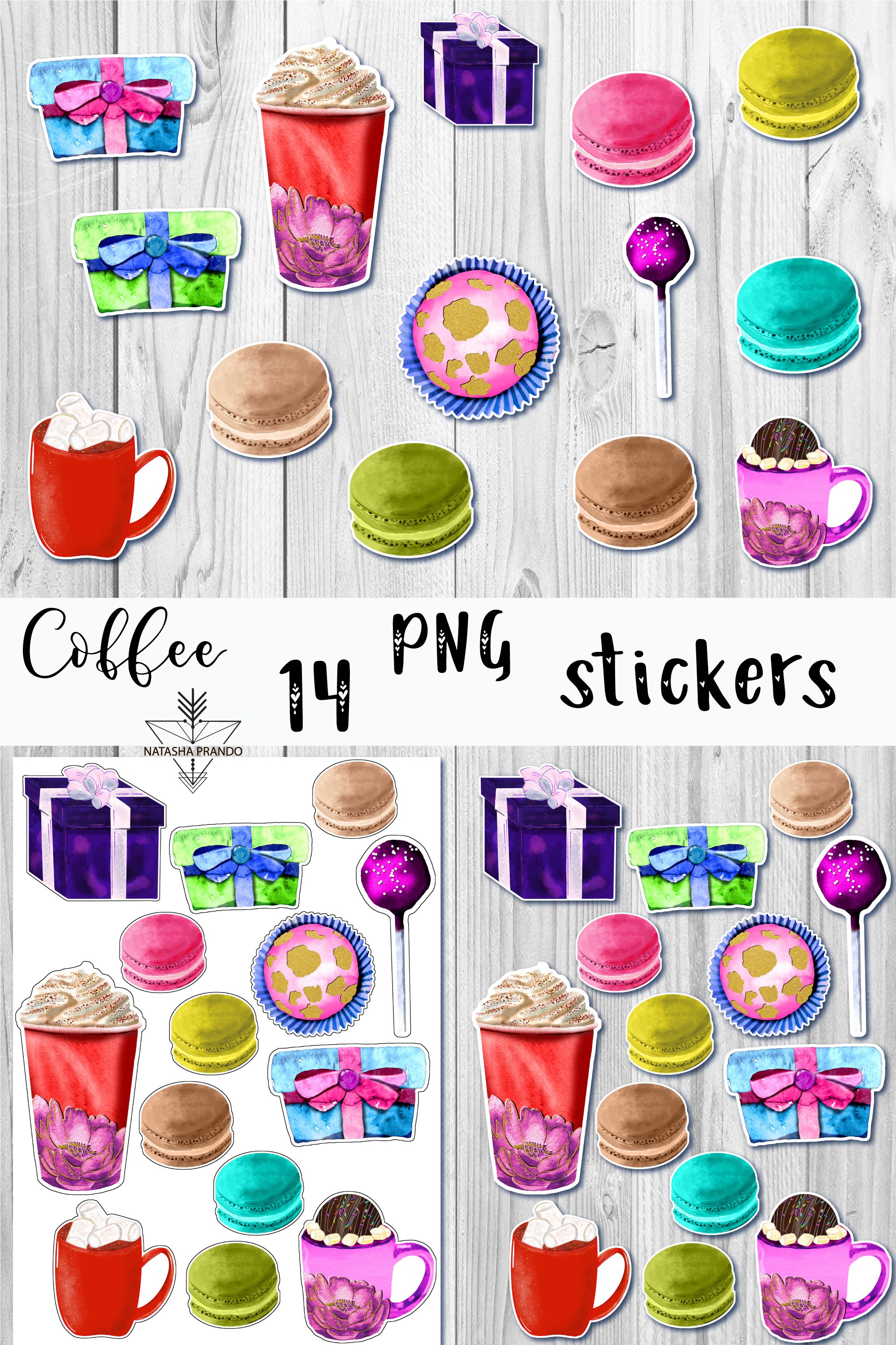 Coffee and Sweets Stickers, 14 Printable Stickers, Planner