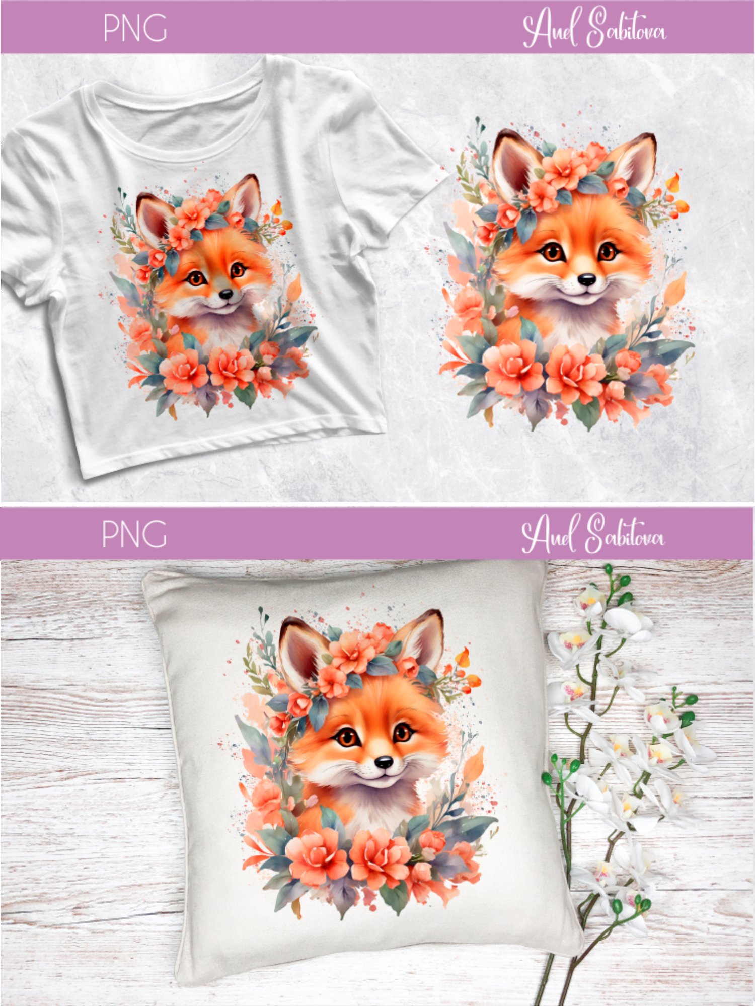 Watercolor Fox, Sublimation design (3244407)