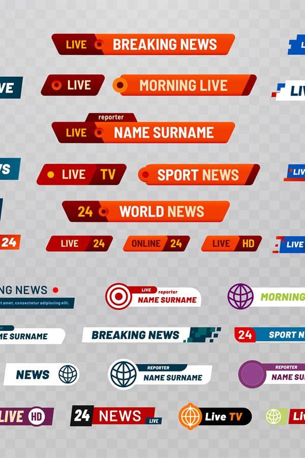 Tv broadcast title. Television broadcasting channels banners