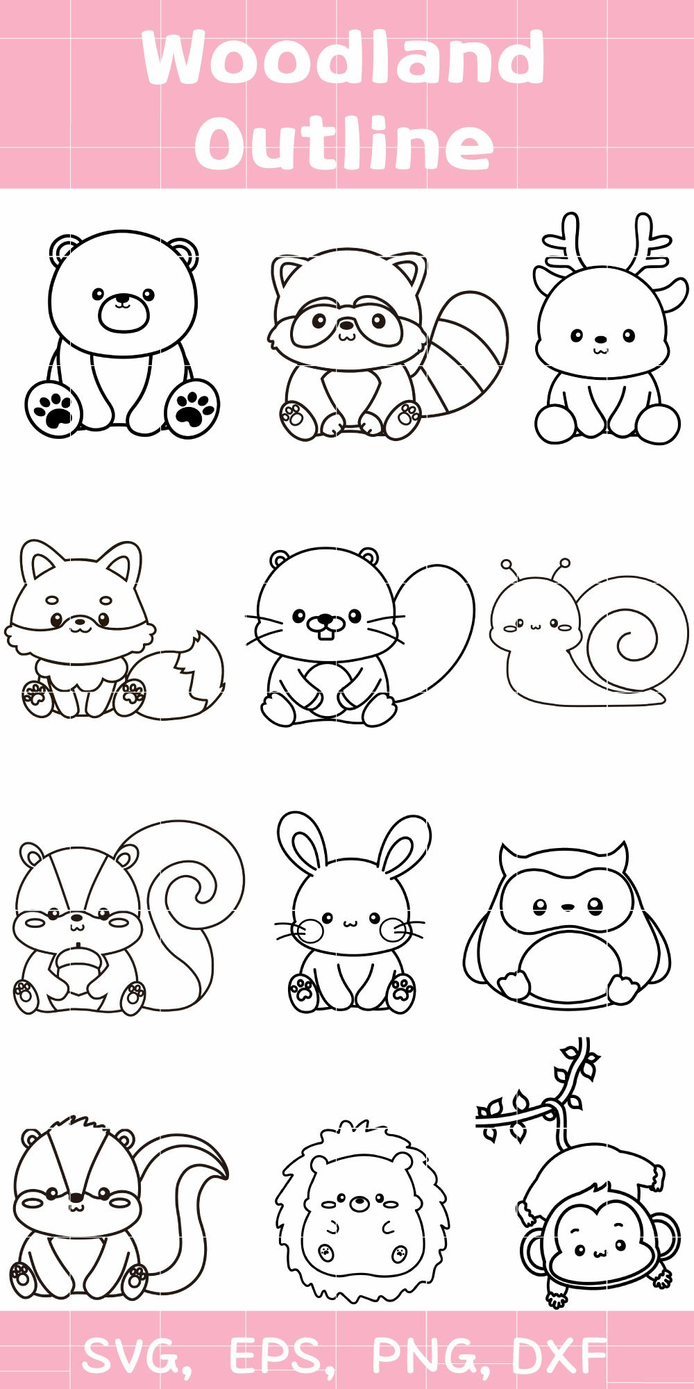 Woodland animals coloring pages, autumn farm svg 12 Cut