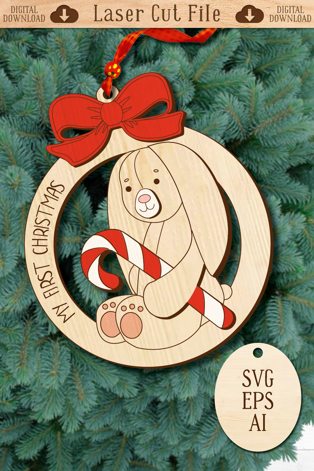 Bunny Christmas Ornament SVG (2224643)