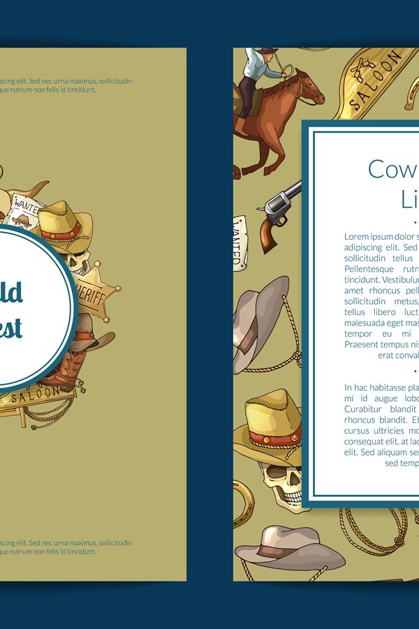 Vector hand drawn wild west cowboy elements card (874042)